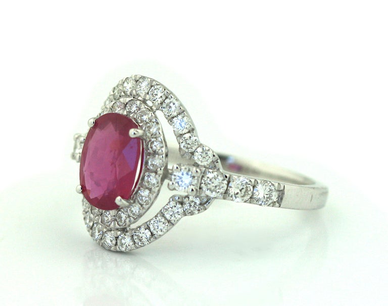Platinum Ruby and Diamond Ring For Sale at 1stDibs