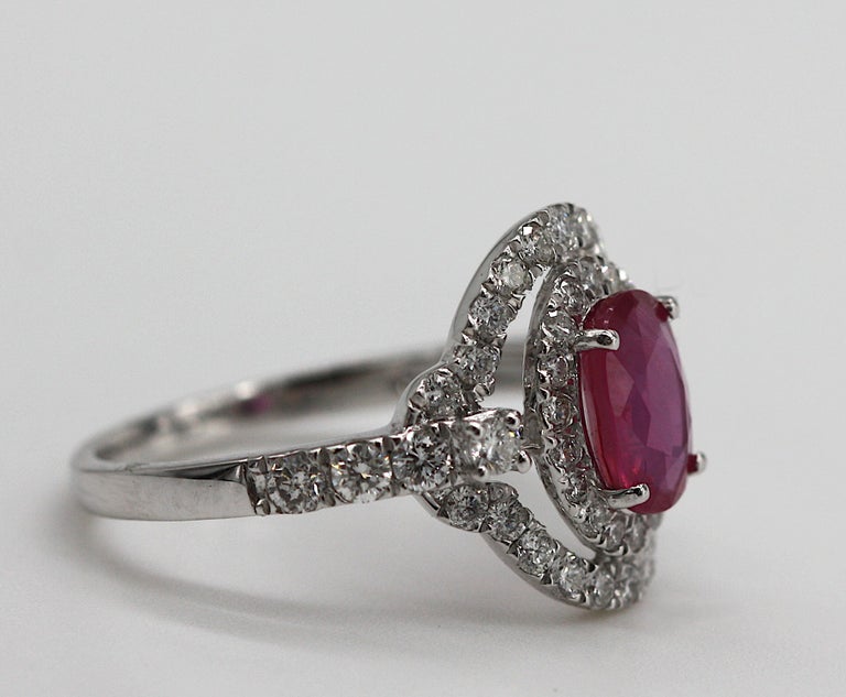 Platinum Ruby and Diamond Ring For Sale at 1stDibs