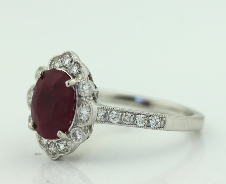 Platinum Ruby and Diamond Ring For Sale at 1stDibs