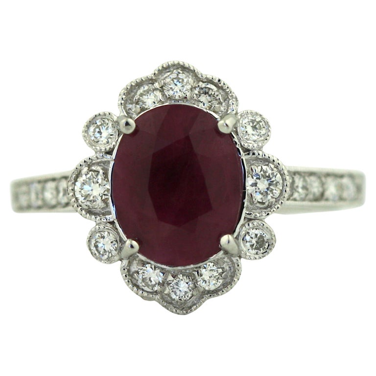 Platinum Ruby and Diamond Ring For Sale at 1stDibs