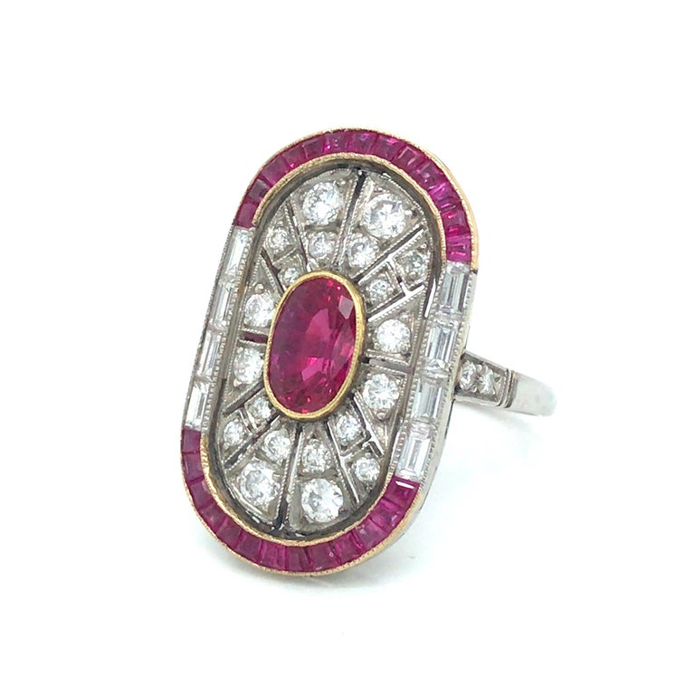 Platinum Ruby and Diamond Vintage Ring For Sale at 1stDibs