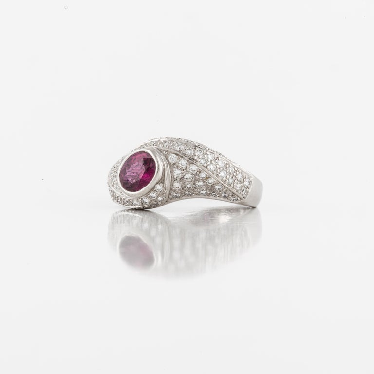 Platinum Ruby and Diamond Ring For Sale at 1stDibs
