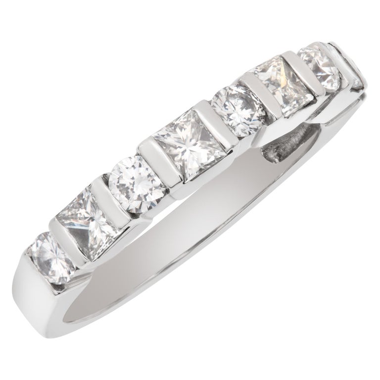 Platinum Semi Diamond Eternity Band and Ring Wedding, 1.00cts For Sale ...