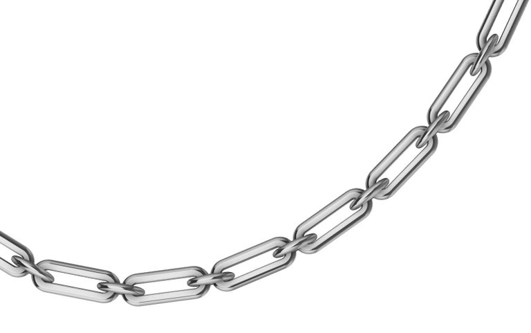 Platinum Small Link Unisex Chain Necklace For Sale at 1stDibs