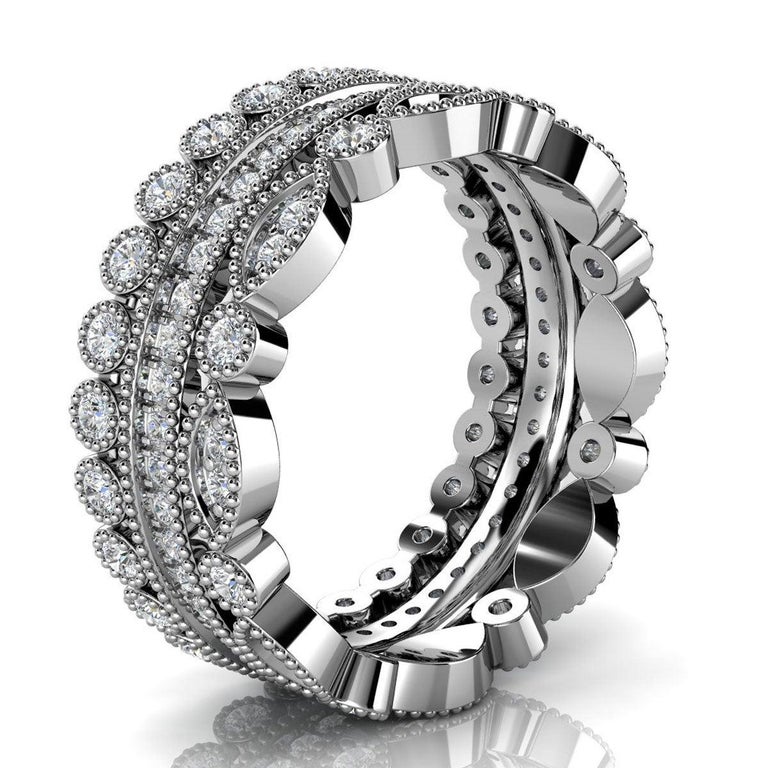 Customizable Platinum Sophie Antique Diamond Stack Ring '1 Ct. Tw' For ...