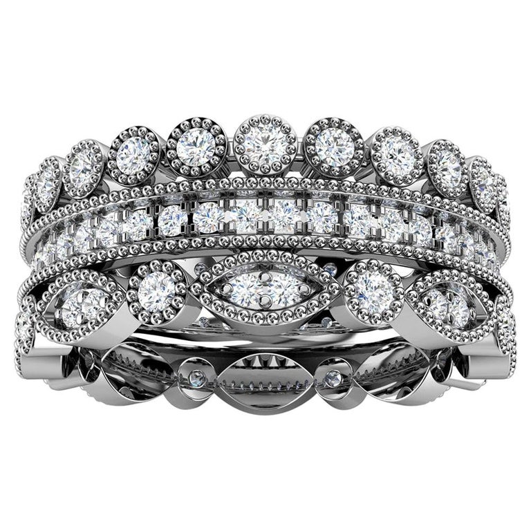 Customizable Platinum Sophie Antique Diamond Stack Ring '1 Ct. Tw' For ...