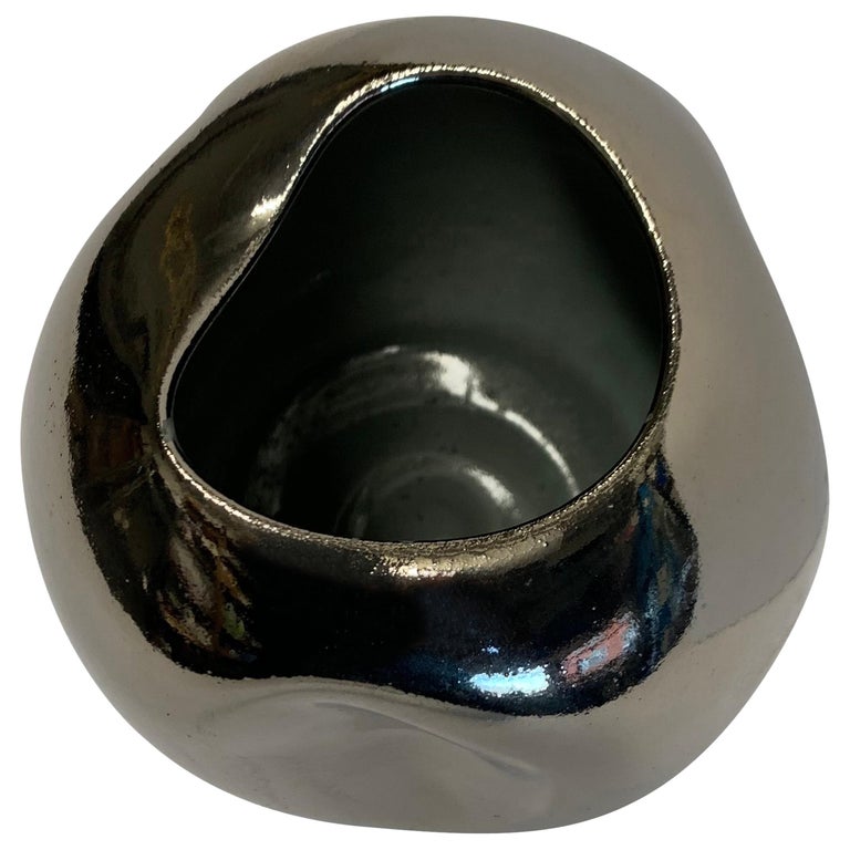 Platinum Three Dimple Shaped Vase by Ceramicist Sandi Fellman, USA ...