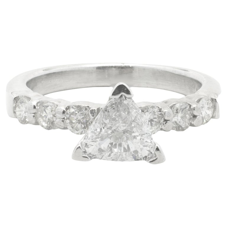 Platinum Trillion Cut Diamond Engagement Ring For Sale at 1stDibs