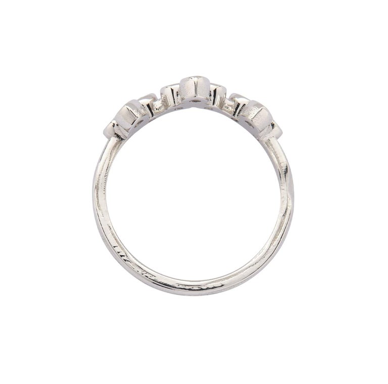 Platinum Turned Out Belgian Tiara Curved Diamond Ring For Sale at 1stDibs