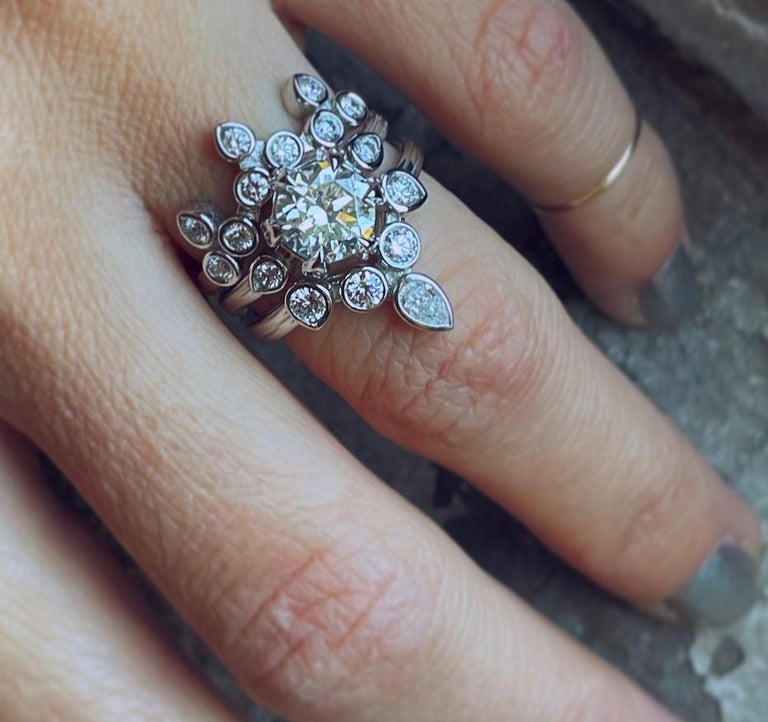 Platinum Turned Out Invincible Tiara Diamond Ring For Sale at 1stDibs