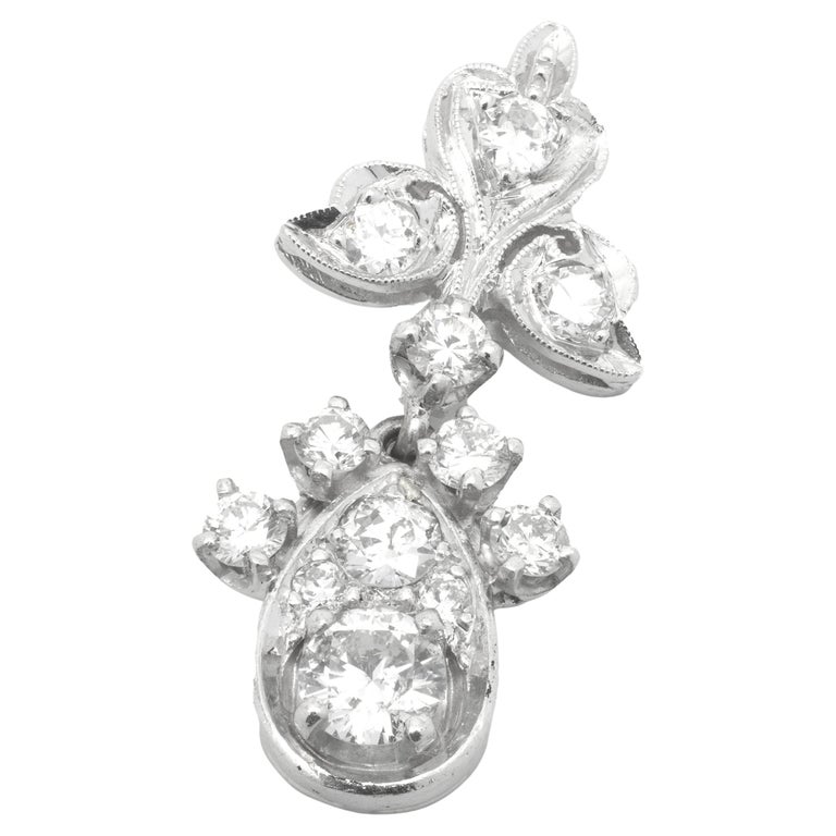 Platinum Vintage Diamond Drop Pendant at 1stDibs