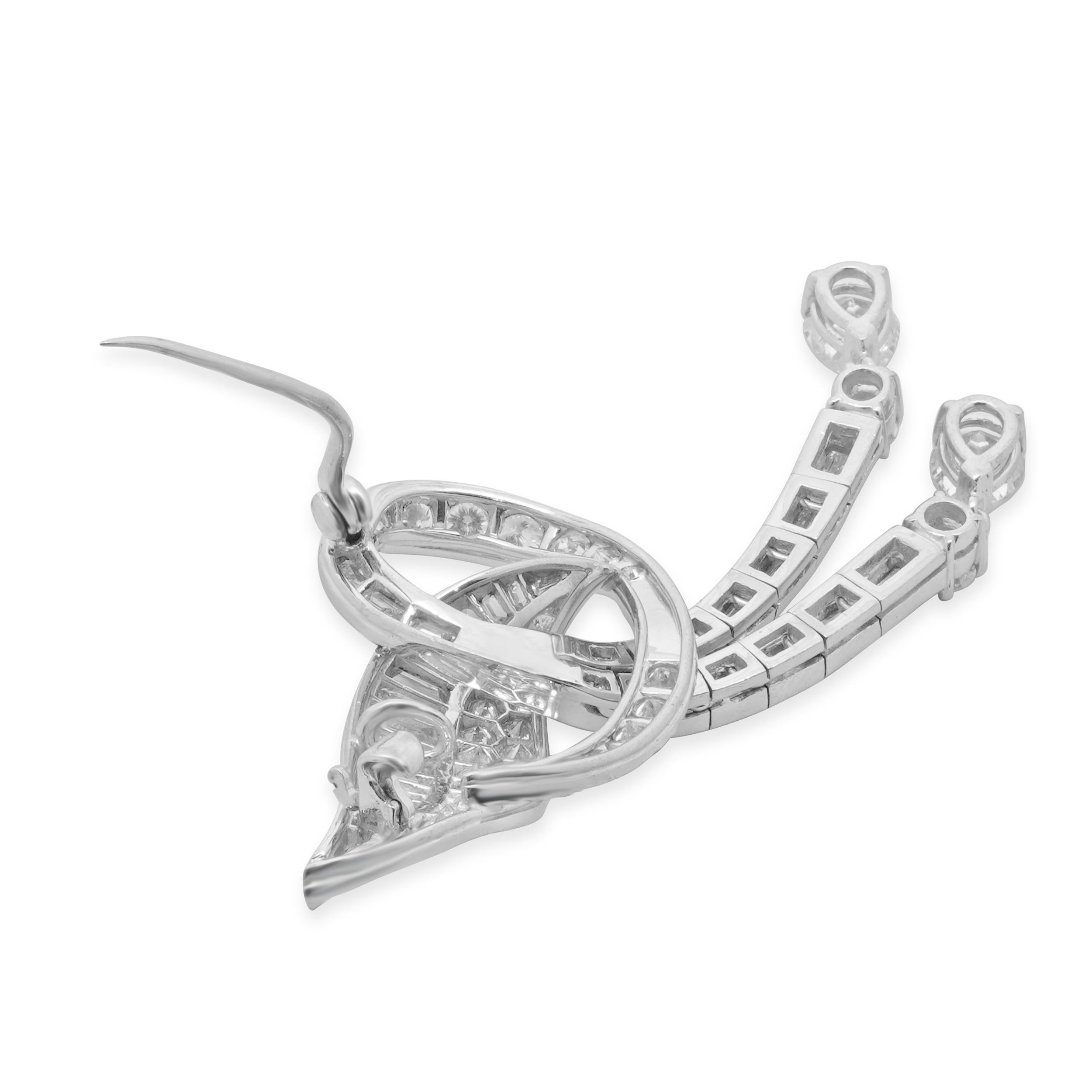 Platinum Vintage Diamond Ribbon Pin For Sale at 1stDibs