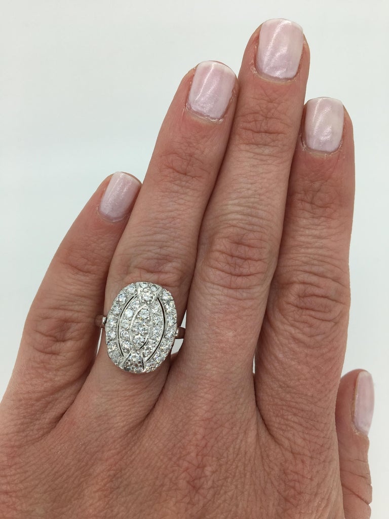 Platinum Vintage Diamond Shield Ring at 1stDibs | vintage shield ring ...