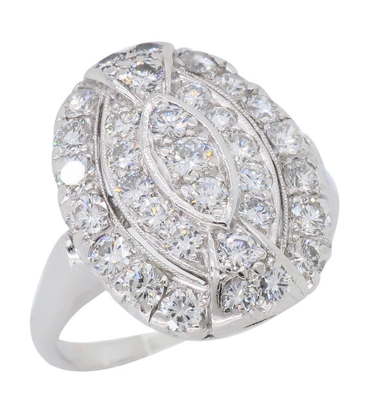 Platinum Vintage Diamond Shield Ring at 1stDibs | vintage shield ring ...