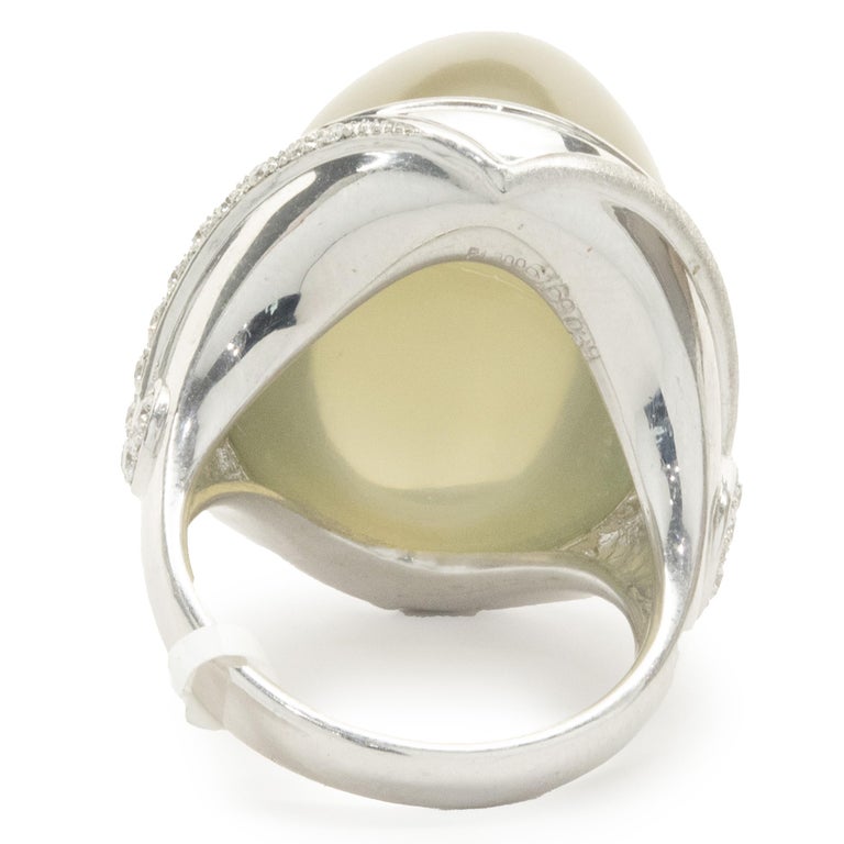 Platinum Vintage Moonstone and Diamond Cocktail Ring For Sale at 1stDibs