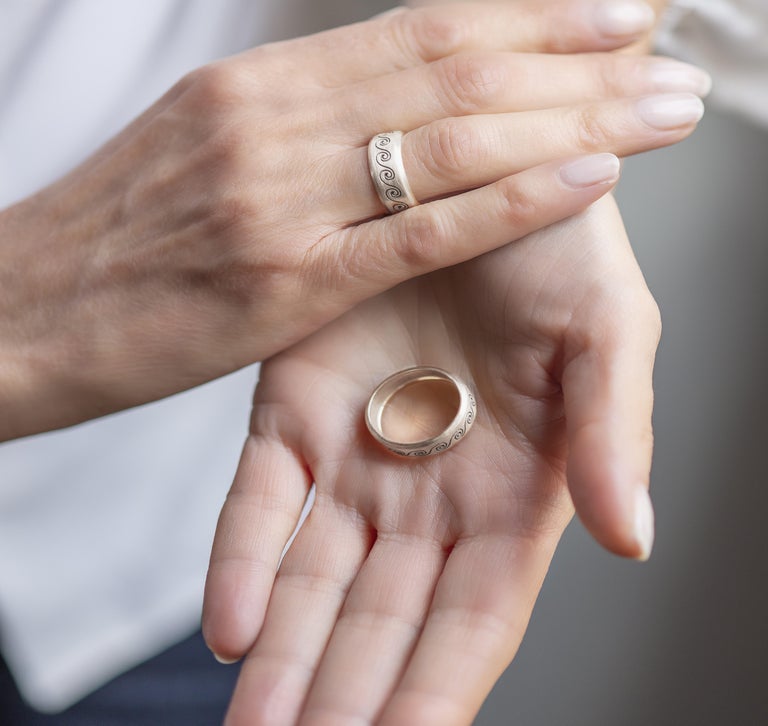 Platinum Wave Design Engagement Men Band Ring For Sale at 1stDibs