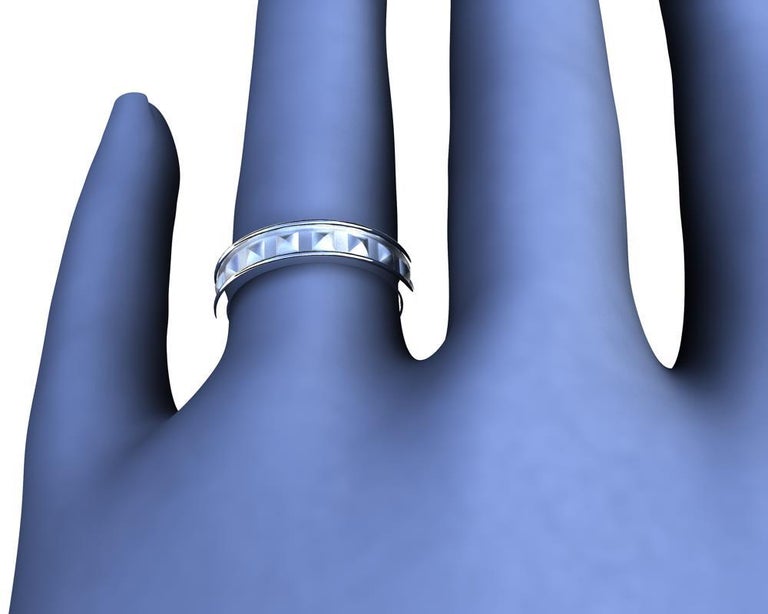 Customizable Platinum Wedding Rings Set, Soft Pyramids For Sale at 1stDibs