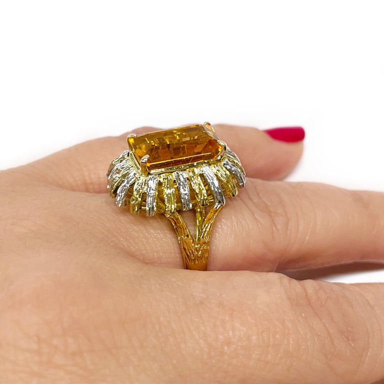Platinum Yellow Gold Citrine Ring For Sale at 1stDibs