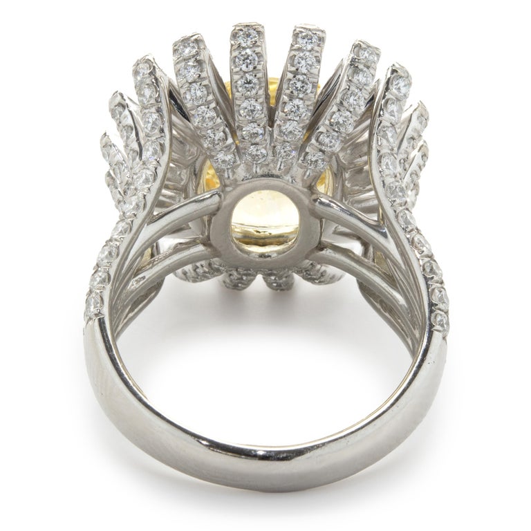 Platinum Yellow Sapphire and Diamond Spray Ring For Sale at 1stDibs