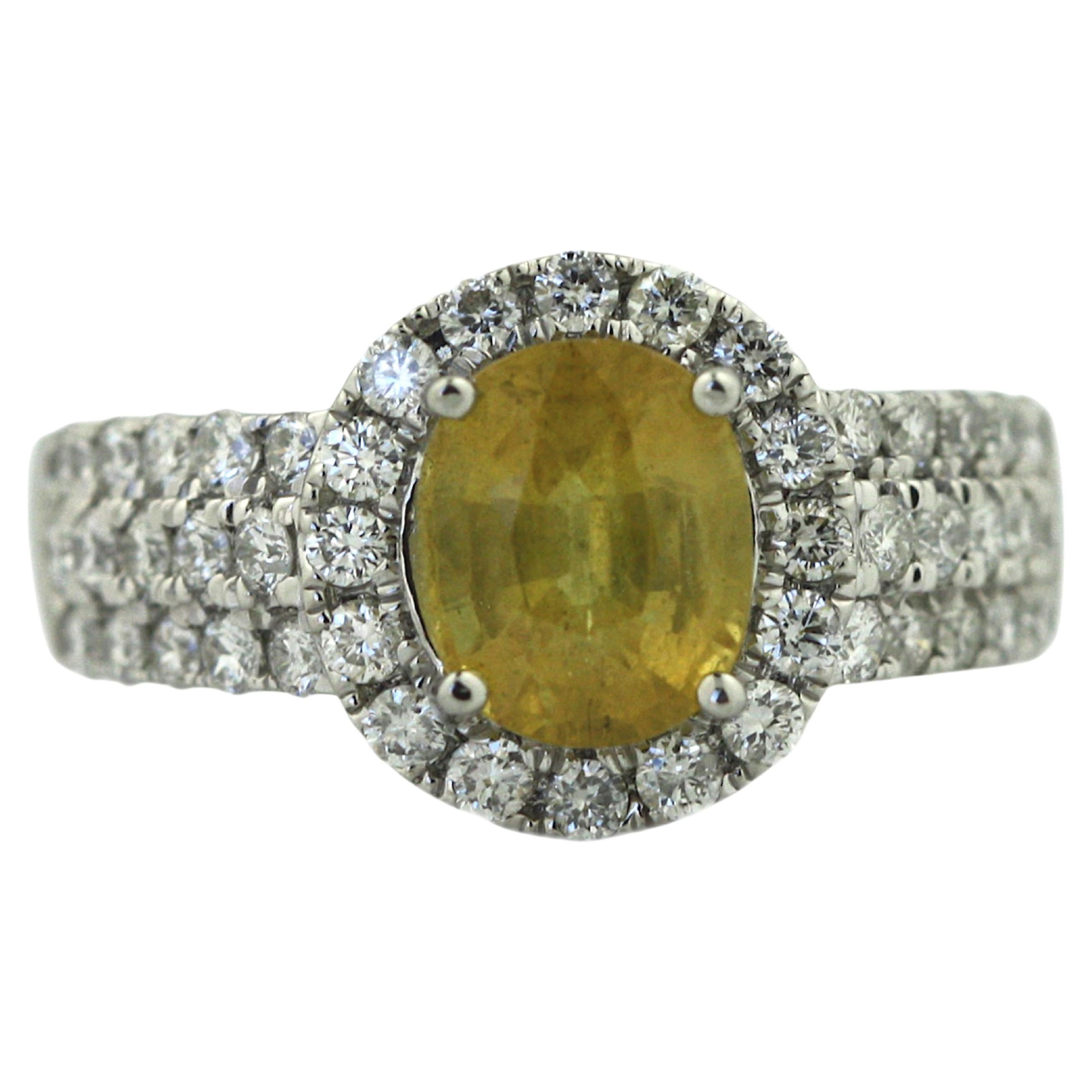 Rare Handmade Yellow Sapphire Diamond Platinum Ring at 1stDibs