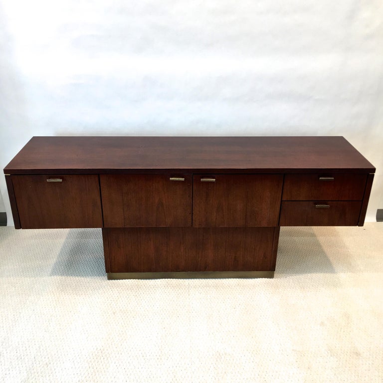 Platner Inspired Walnut and Bronze Floating Credenza at 1stDibs