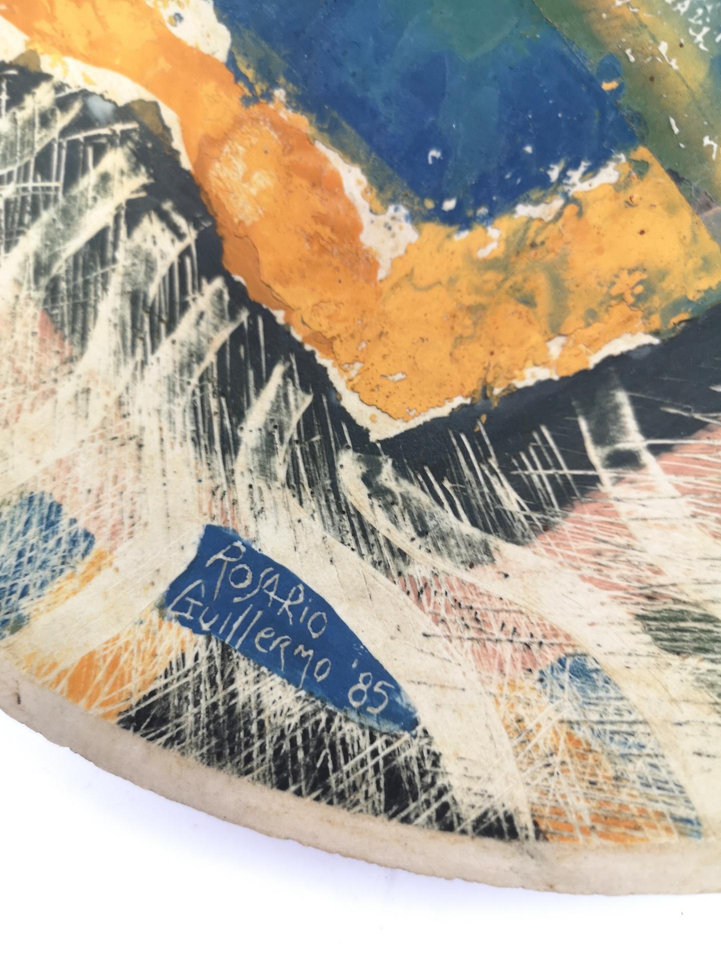 "Plato IV" Hand Painted Ceramic Wall Plate by Rosario Guillermo, 1985 ...