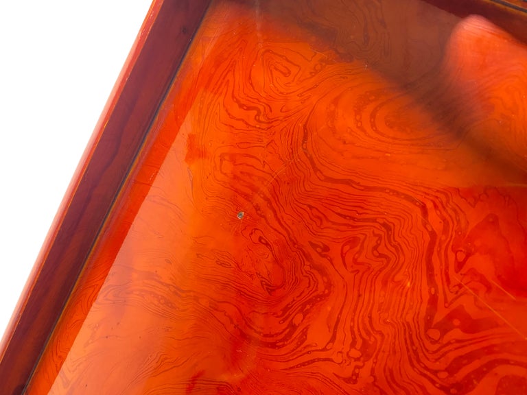 Platter in Wood with Lacquered Painting, Brown Color, England, 1970 For ...