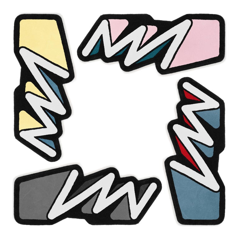 Playful Blue and Red Zigzag Runner Rug from Graffiti Collection by ...