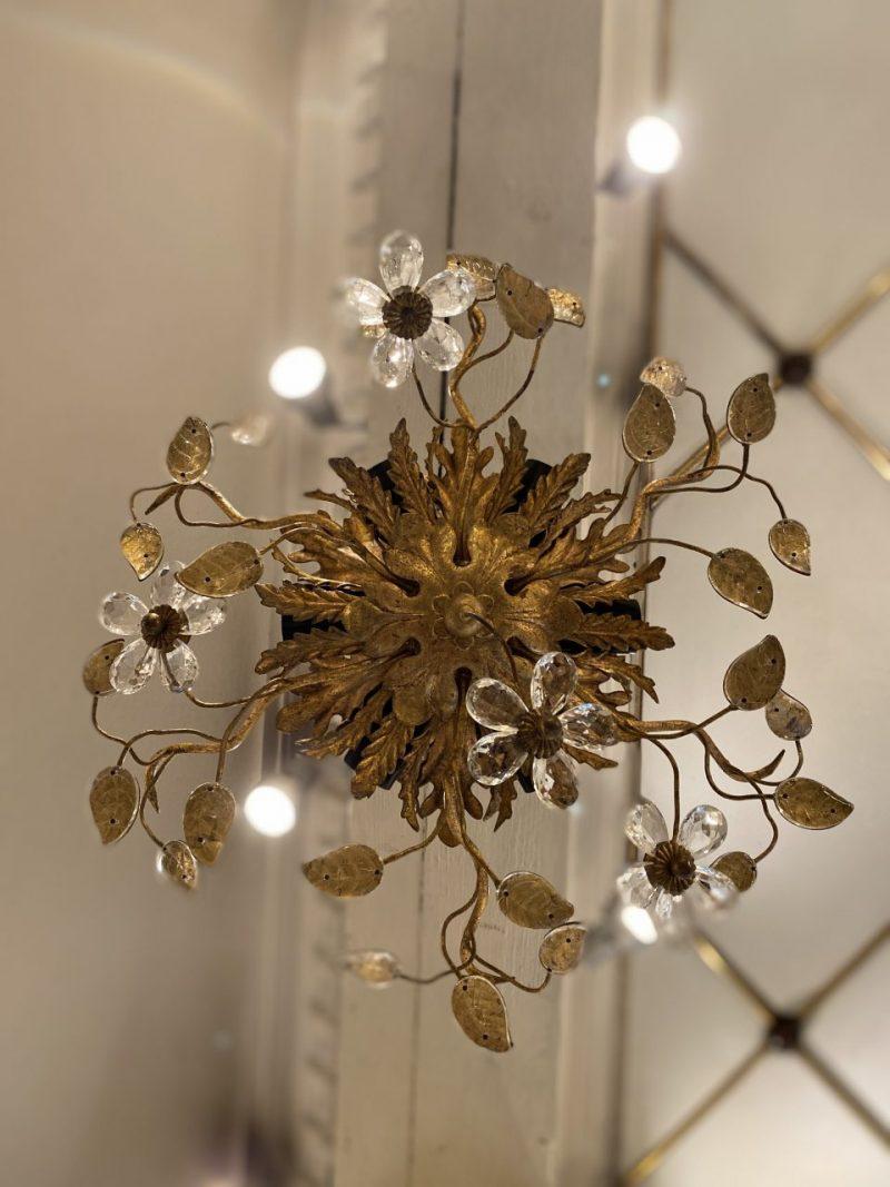 Playful Midcentury Ceiling Lamp-France. Rosettes and Foliage at 1stDibs