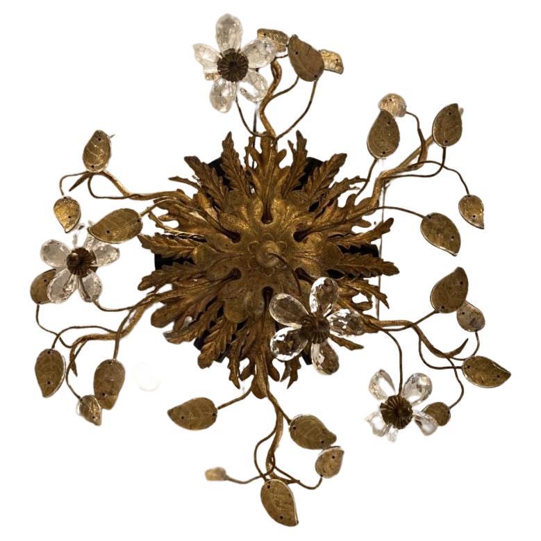 Playful Midcentury Ceiling Lamp-France. Rosettes and Foliage at 1stDibs