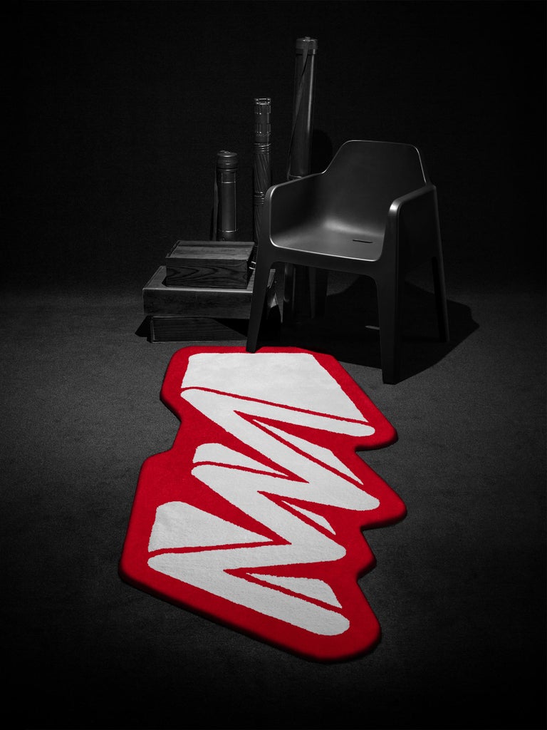 Playful Red and White Zigzag Runner Rug from Graffiti Collection by ...