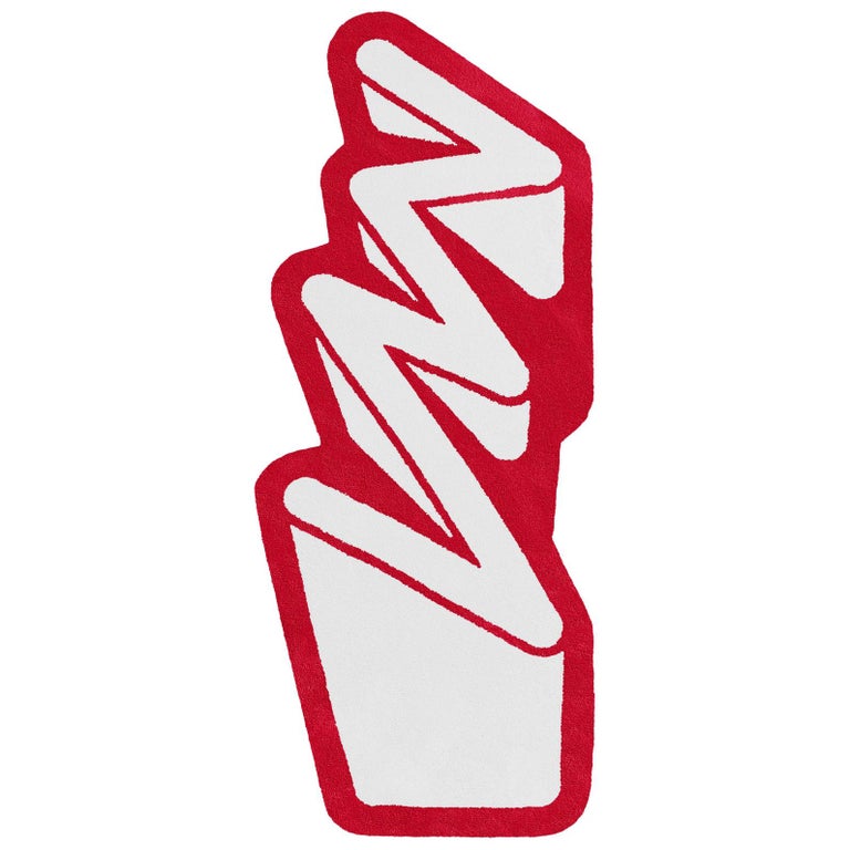 Playful Red and White Zigzag Runner Rug from Graffiti Collection by ...