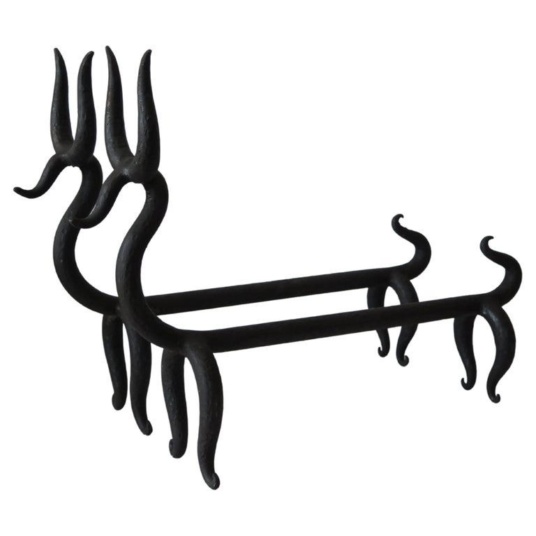 Playful Wrought Iron Fire Dogs For Sale at 1stDibs