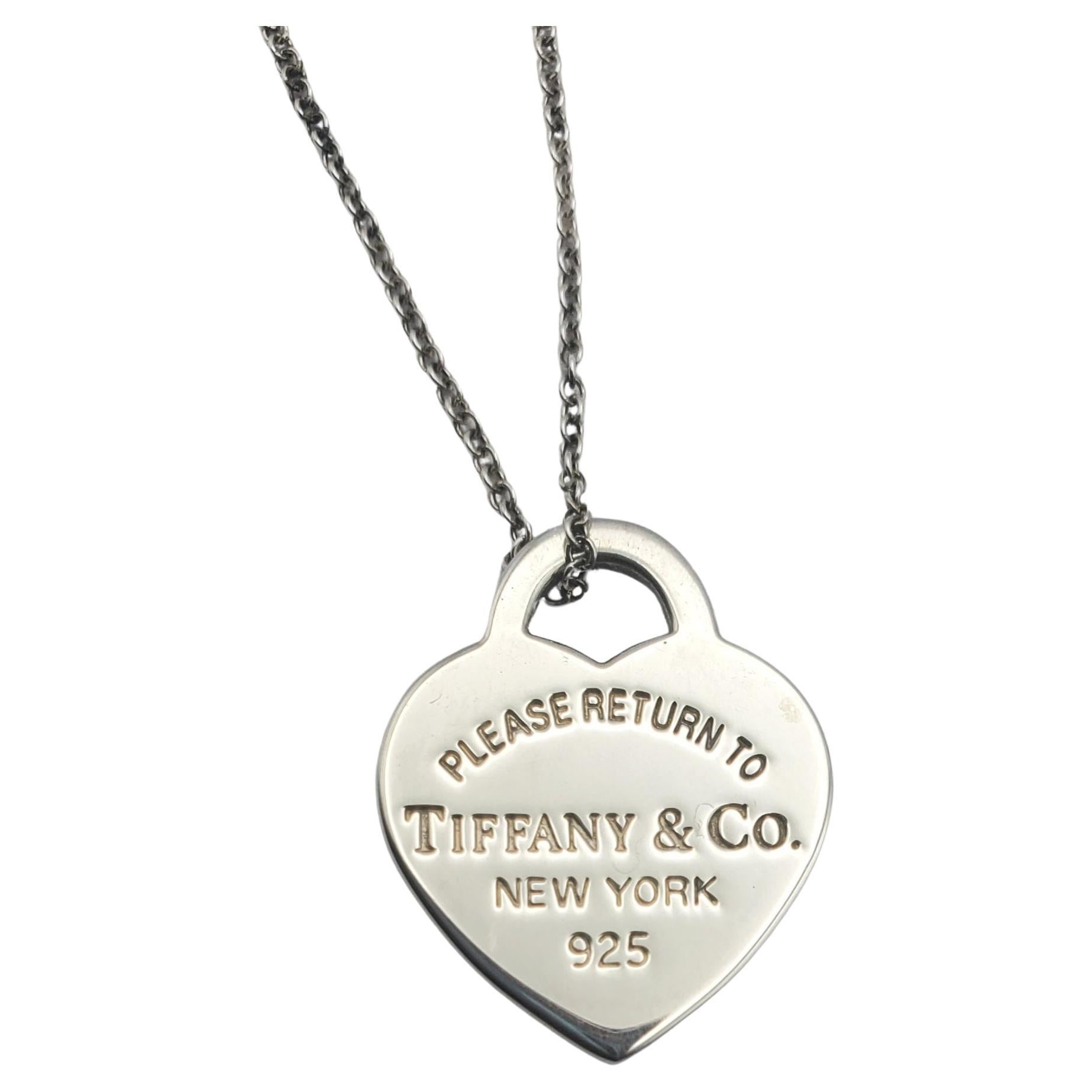 Please Return to Tiffany Heart Tag Pendant w/ 18" Cable Chain For Sale ...