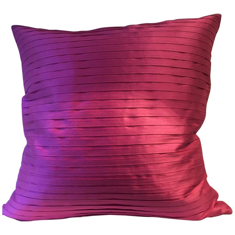 Pleated Silk Cushion Box Pleat Pattern Color Lipstick Pink For Sale at ...