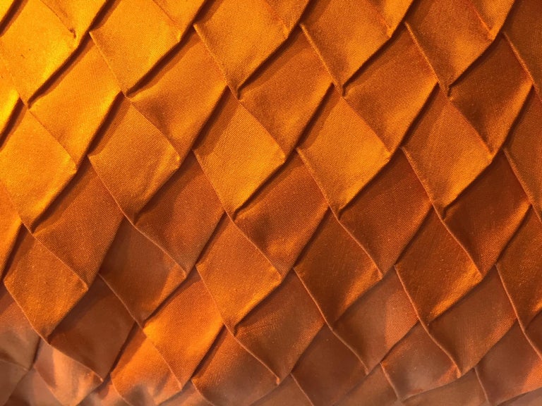 Pleated Silk Cushion Fish Scale Pattern Color Orange at 1stDibs