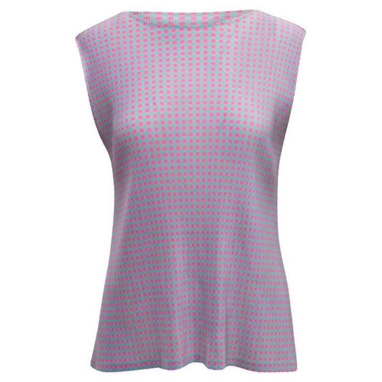 Pleats Please Issey Miyake Lilac and Multicolor Checkered Tank Top For ...