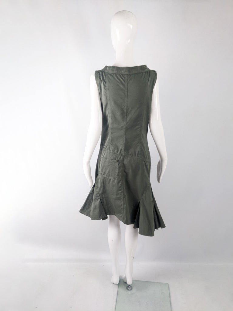 Plein Sud Jeans Vintage Khaki Green Asymmetric Avant Garde Dress, 1990s ...