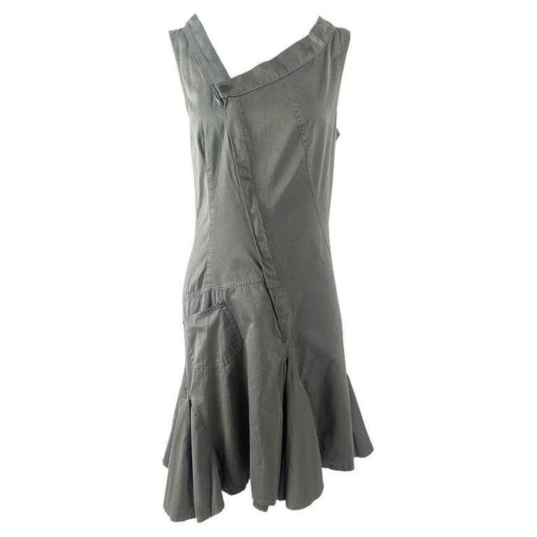 Plein Sud Jeans Vintage Khaki Green Asymmetric Avant Garde Dress, 1990s ...