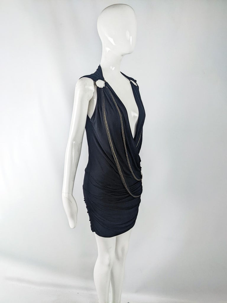 Plein Sud Vintage Ultra Sexy Deep Plunge Neck Chain Detail Mini Party ...