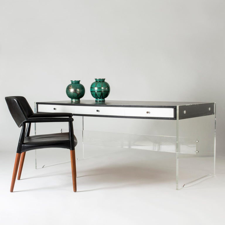 Plexi Glass Desk by Poul Nørreklit, Denmark, 1970s For Sale at 1stDibs
