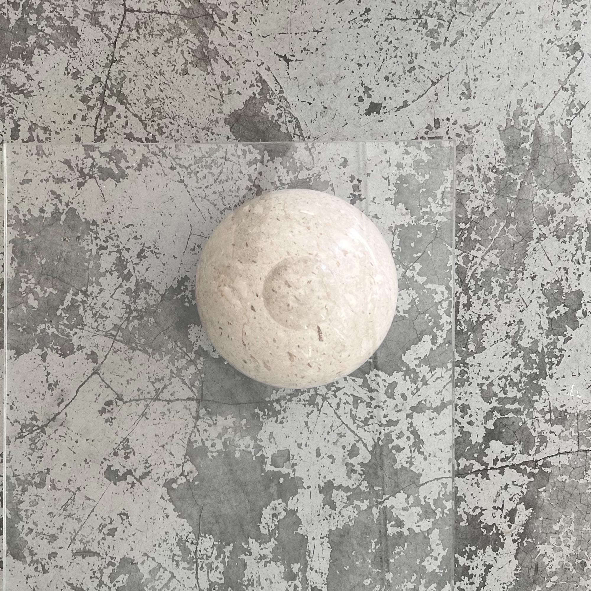 Plexiglas Table with a Spherical Stone Base, 1980s at 1stDibs