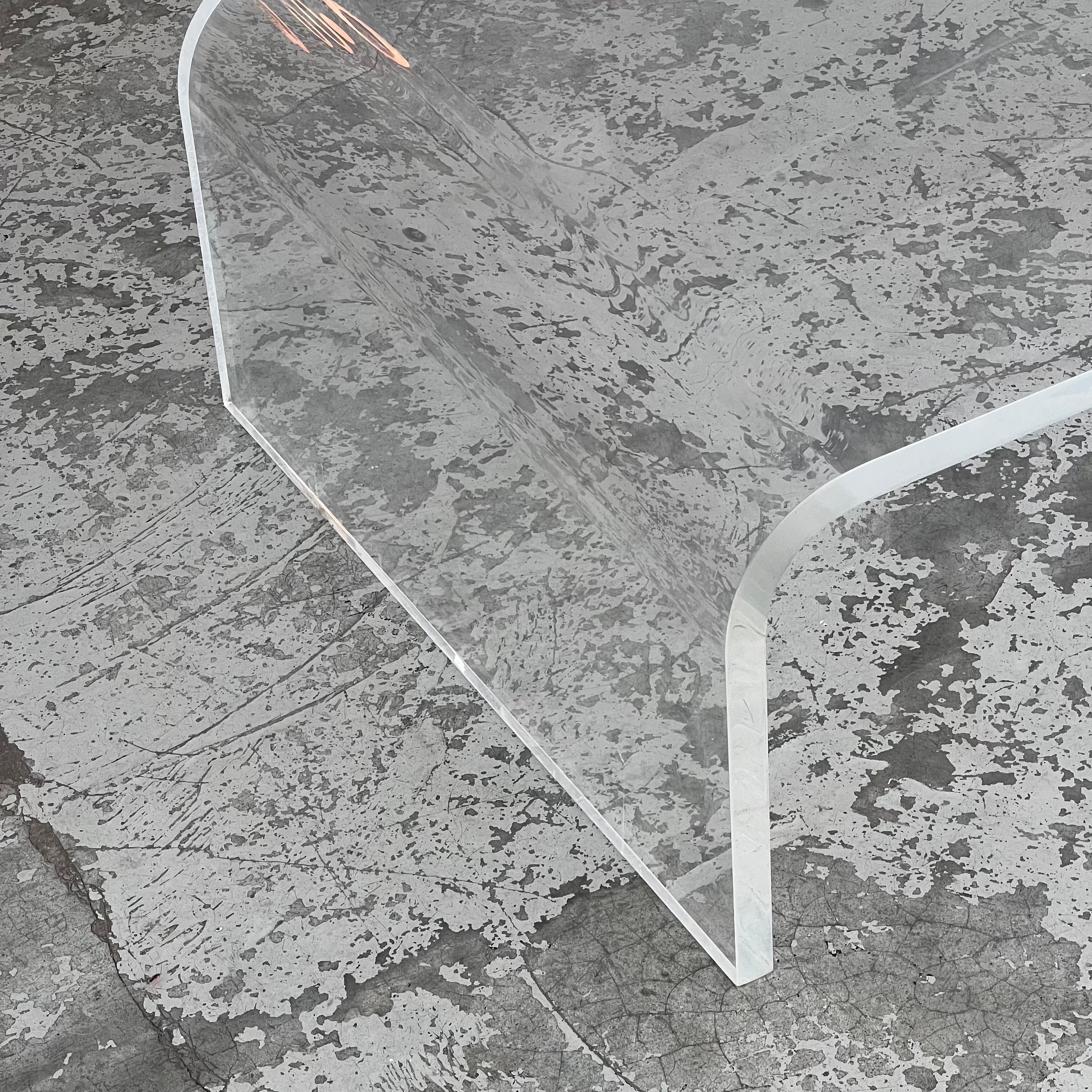 Plexiglas Table with a Spherical Stone Base, 1980s at 1stDibs