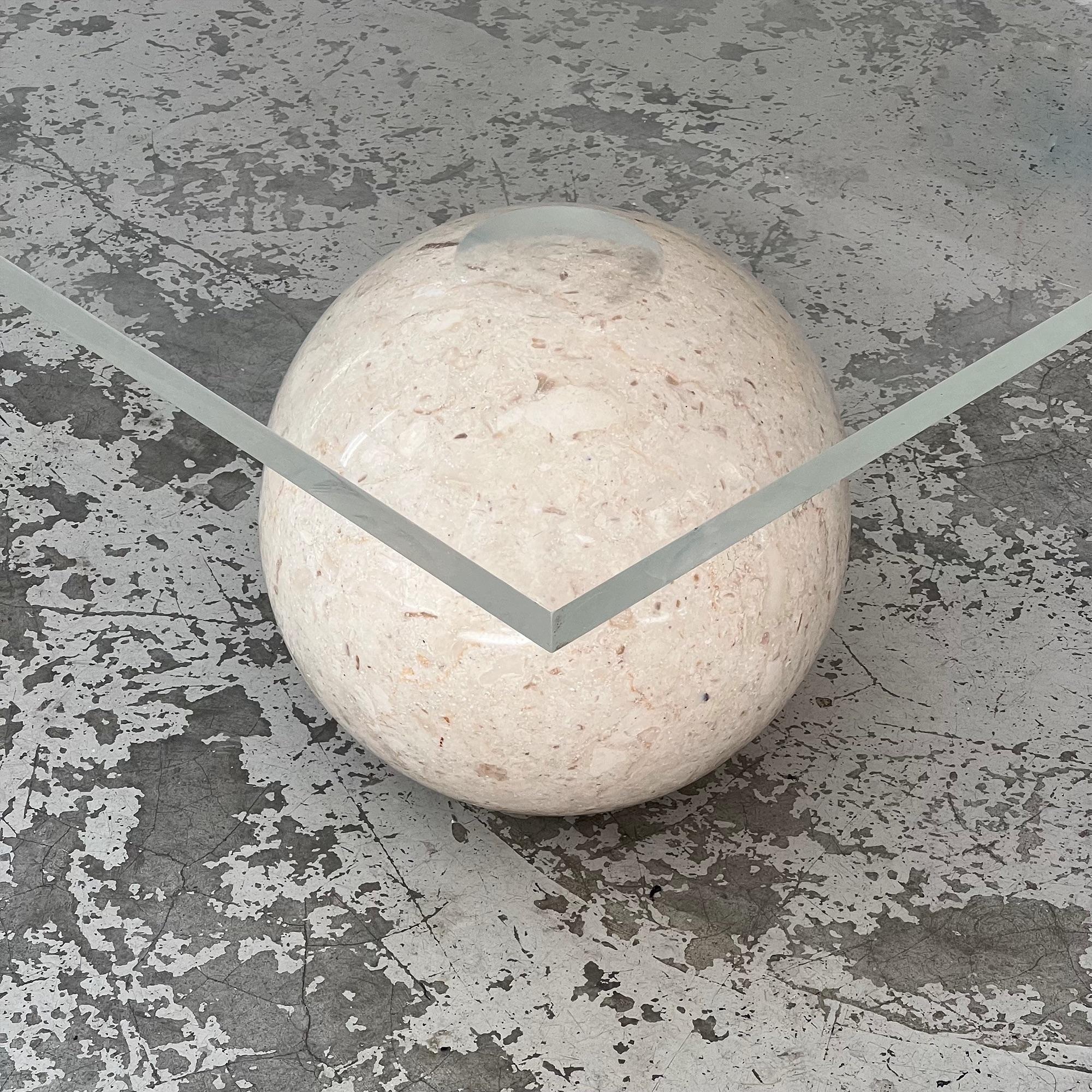 Plexiglas Table with a Spherical Stone Base, 1980s at 1stDibs