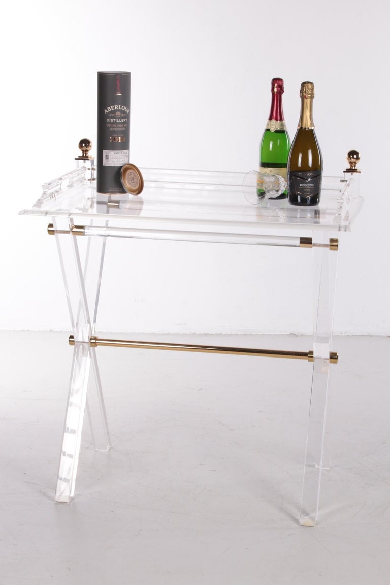 Plexiglass and Brass Bar Table by Charles Hollis Jones, 1970s at 1stDibs