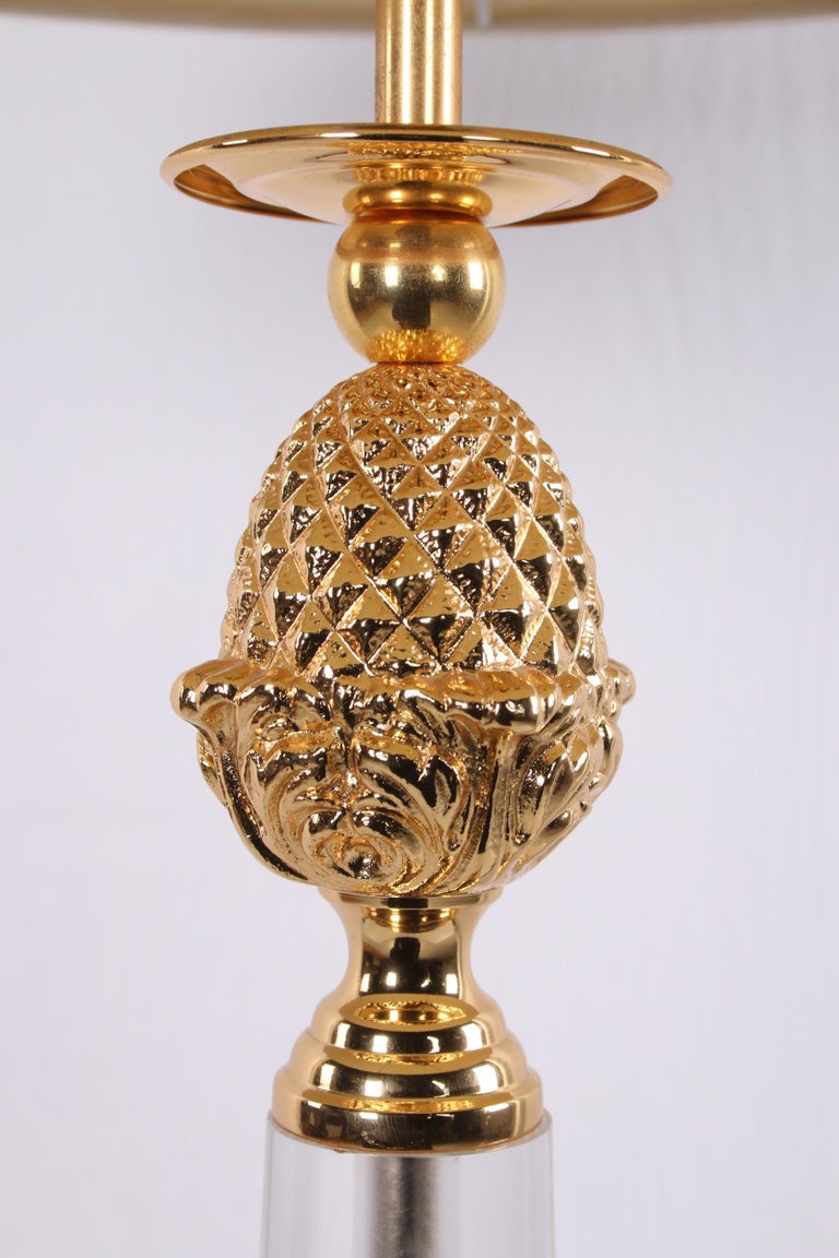 Plexiglass Table Lamp with Golden Elements Hollywood Regency Style For ...