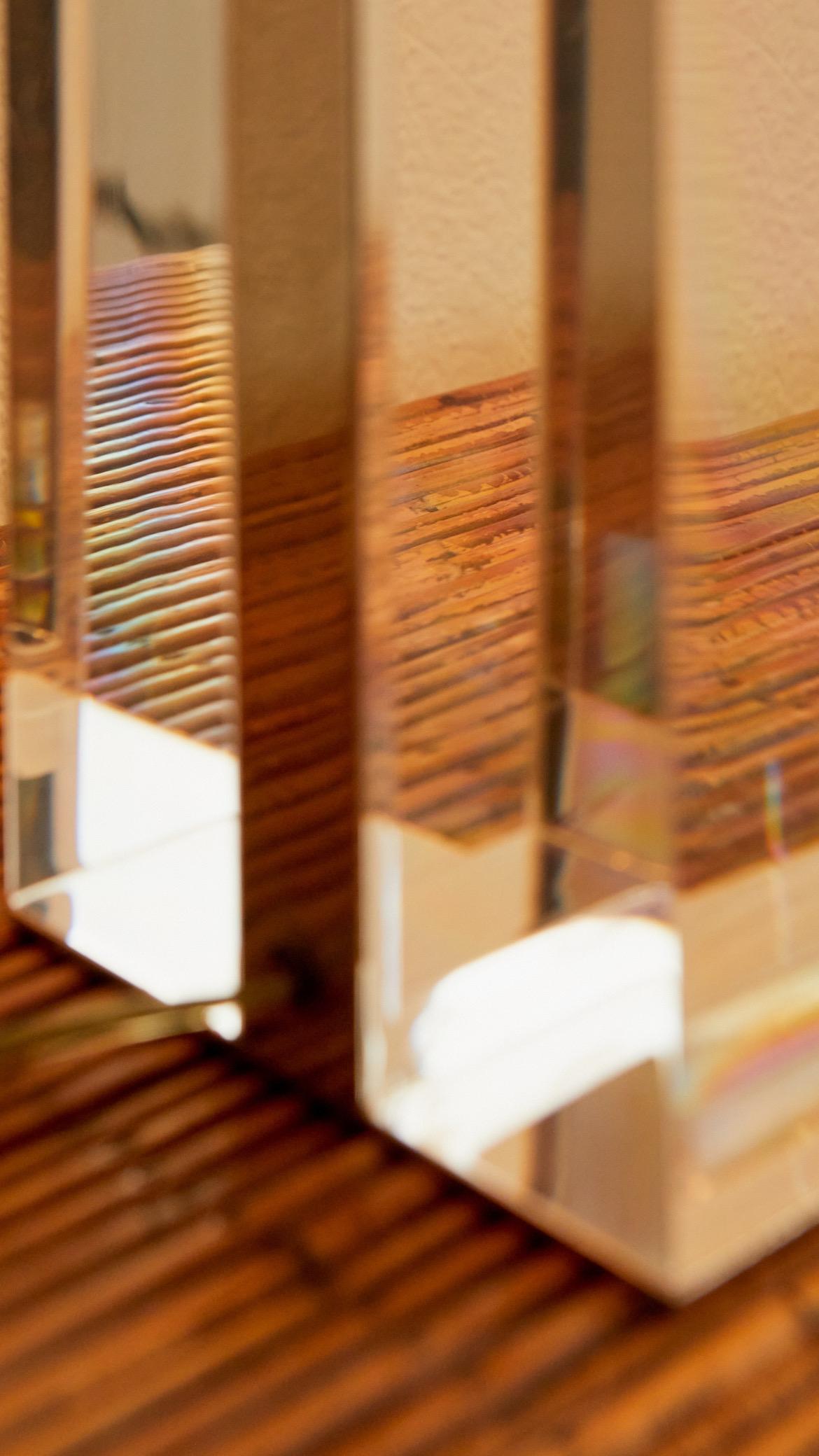 Plexiglass three -color lamp, transparent, white and smoked, circa 1970 ...