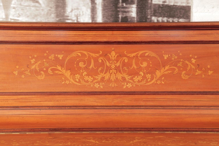 Pleyel Upright Piano Satinwood Neoclassical Inlay Fluted, Columnar Legs ...