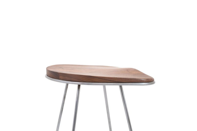 Plug Bar Stool, Solid Wood Shaped Seat, Hand Bent Steel and Walnut For ...