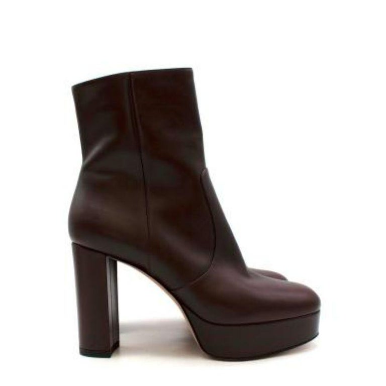 Plum Leather Platform Ankle Boots For Sale at 1stDibs